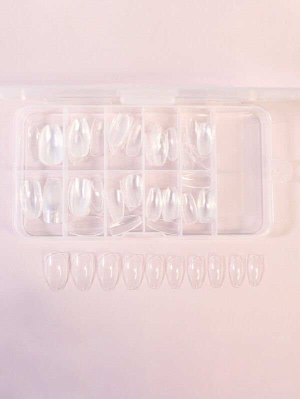 Get Glamorous with 100pcs transparent boxed short ballet nail resin ...