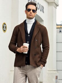 Manfinity Men Lapel Neck Double Breasted Slant Pockets Overcoat | SHEIN USA