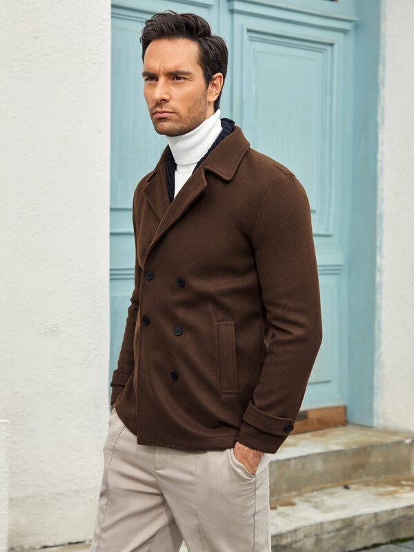 Manfinity Men Lapel Neck Double Breasted Slant Pockets Overcoat | SHEIN USA