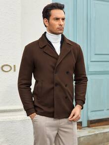 Manfinity Men Lapel Neck Double Breasted Slant Pockets Overcoat | SHEIN USA
