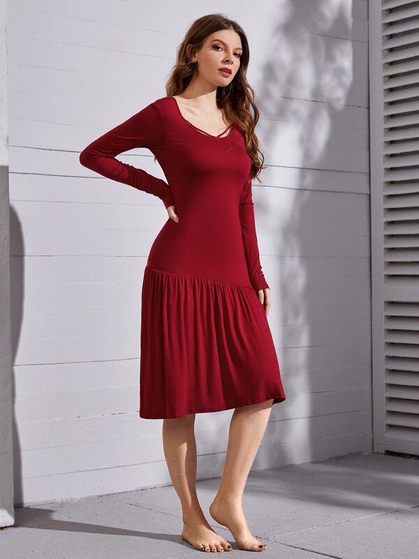 SHEIN Mulvari فساتين نوم و قمصان نوم طوق كشكش الصاف أنيقة | شي إن