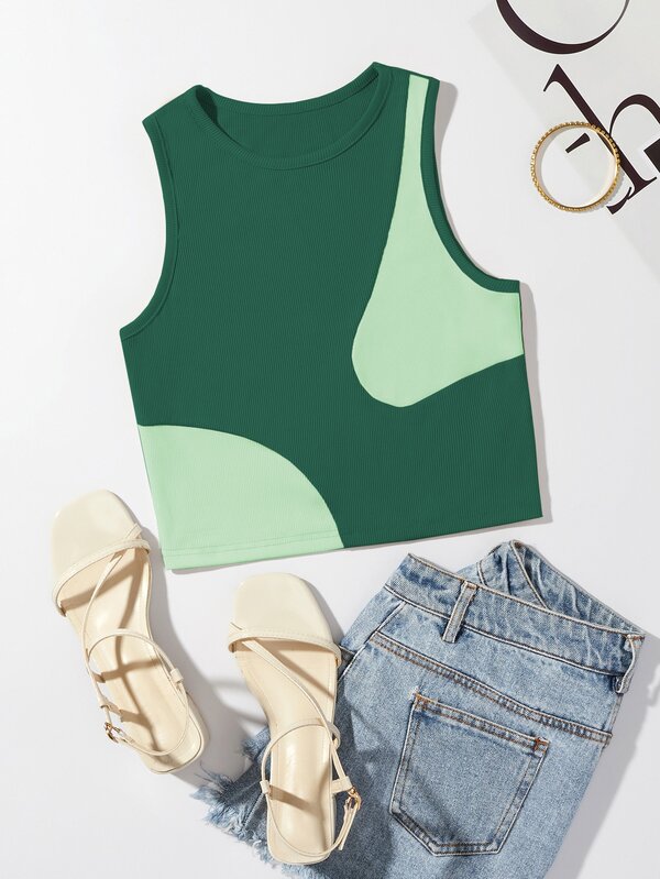 Colorblock Rib-knit Tank Top | SHEIN USA