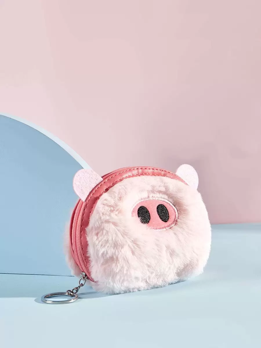 SHEIN Pig Design Fluffy Coin Case | SHEIN USA