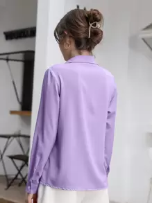 Mulvari Solid Hidden Button Placket Shirt | SHEIN USA