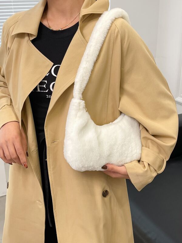 Minimalist Fluffy Baguette Bag | SHEIN EUR