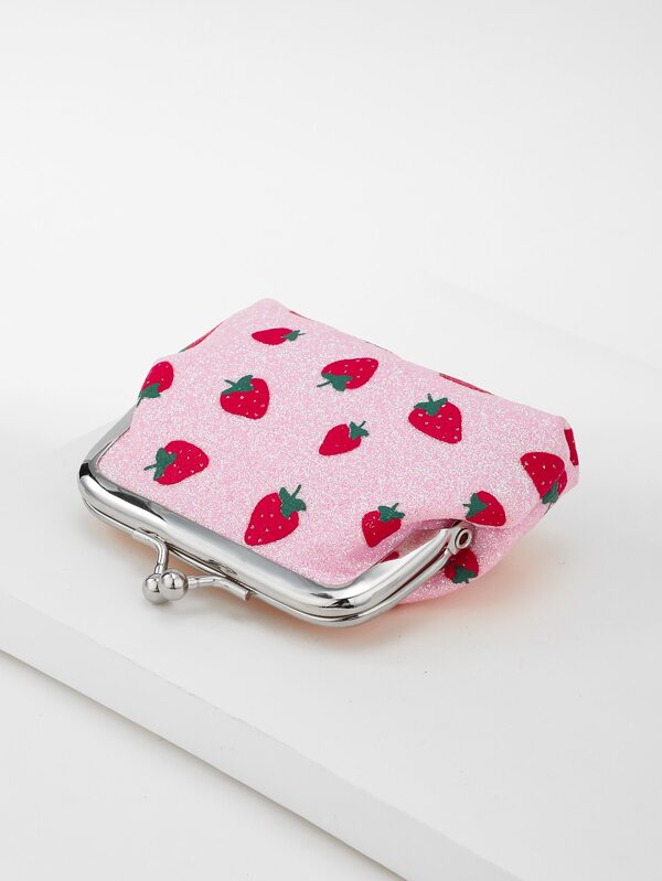 Strawberry Pattern Kiss Lock Coin Case Kiss Lock Mini Coin Purse With ...