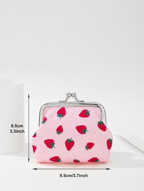 Strawberry Pattern Kiss Lock Coin Case Kiss Lock Mini Coin Purse With ...