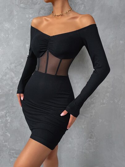 Search Sheer Shoulder Mesh Dress Shein Usa