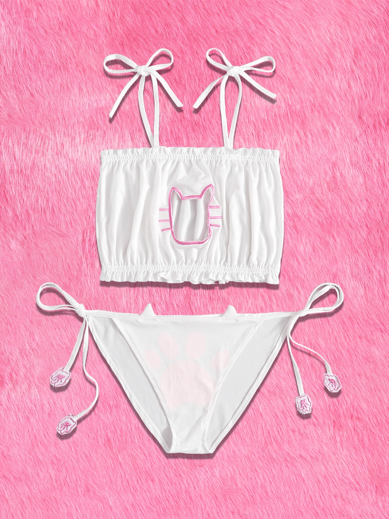 ROMWE Cat Cut Out Frill Trim Costume Set