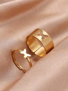 2pcs Butterfly Decor Ring | SHEIN USA