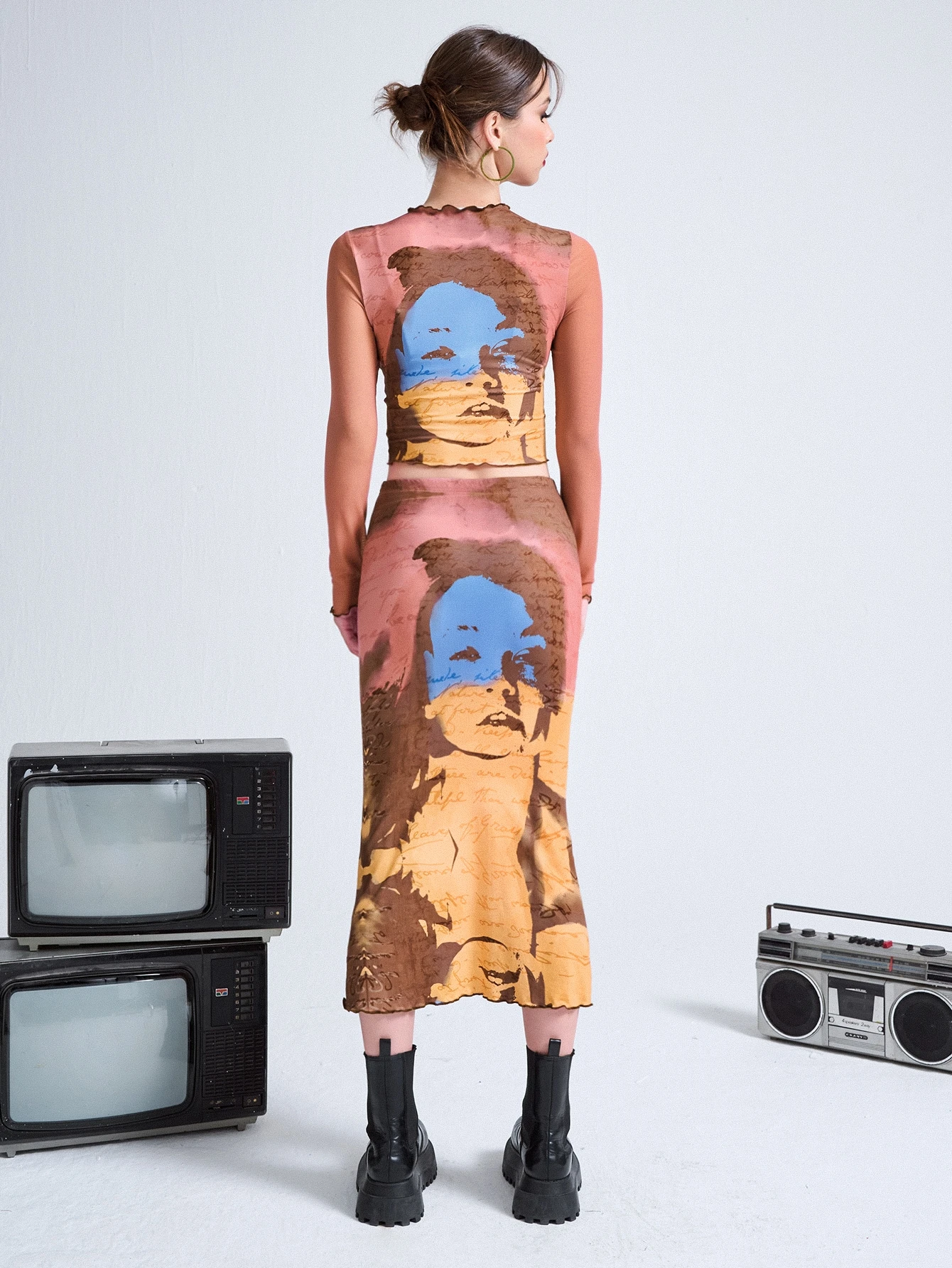 Shein Icon 90s Top Tank Corto De Tie Dye Con Estampado De Figura Ribete