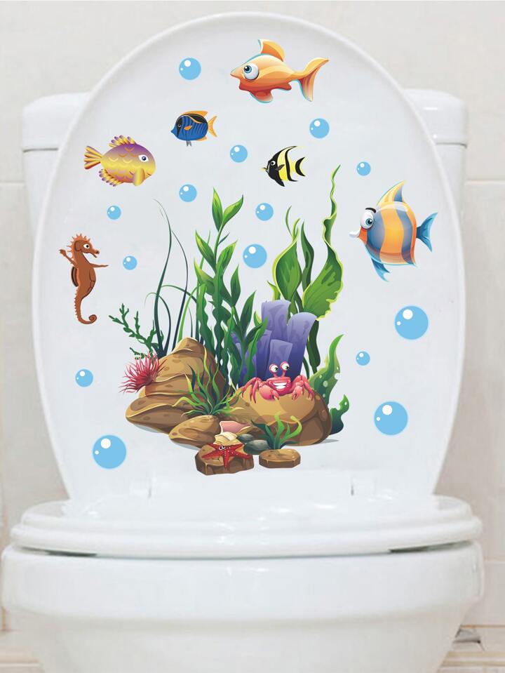 Cartoon Fish Toilet Lid Decal | SHEIN