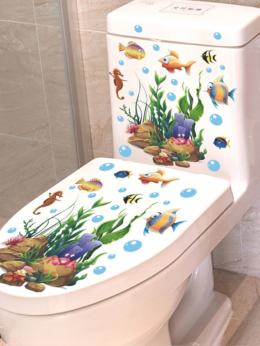 Cartoon Fish Toilet Lid Decal | SHEIN USA