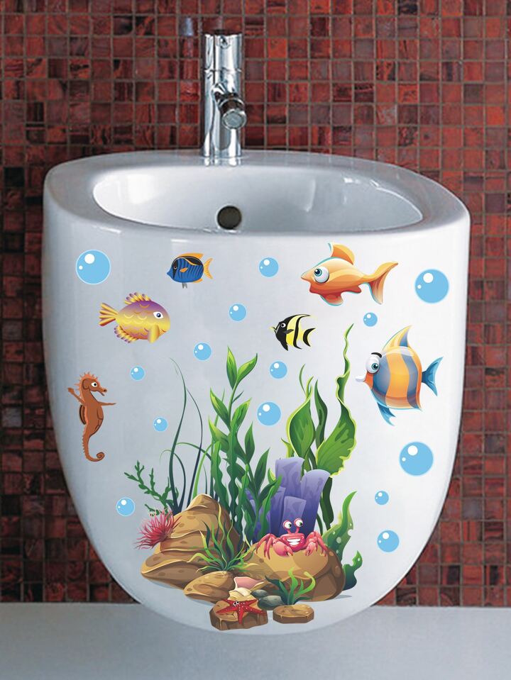 Cartoon Fish Toilet Lid Decal | SHEIN