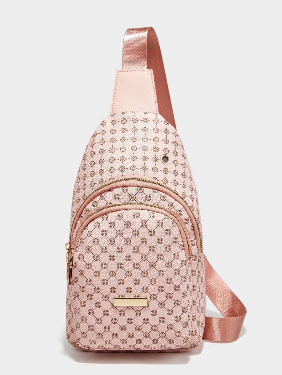 Geometric Sling Bag, Fashion Faux Chest Purse, Women's Crossbody Bag ...