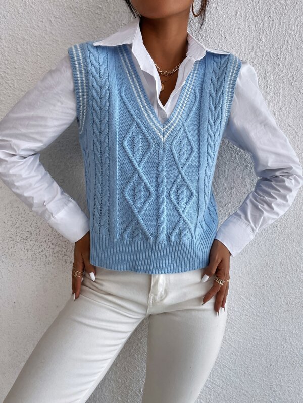 Shein Ezwear Cable Knit Sweater Vest Without Blouse Shein Usa
