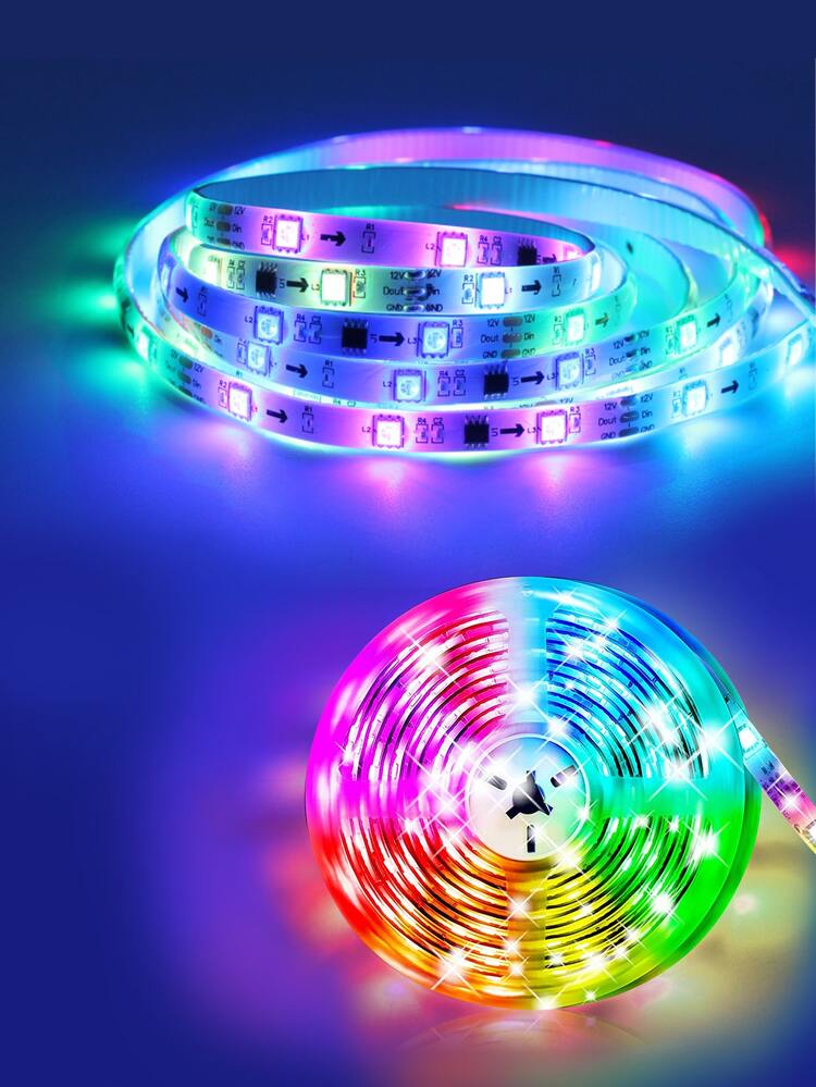 SHEIN BASIC LIVING 18/36/72/90 Led 1/2/3/5m App Control RGBIC Strip ...