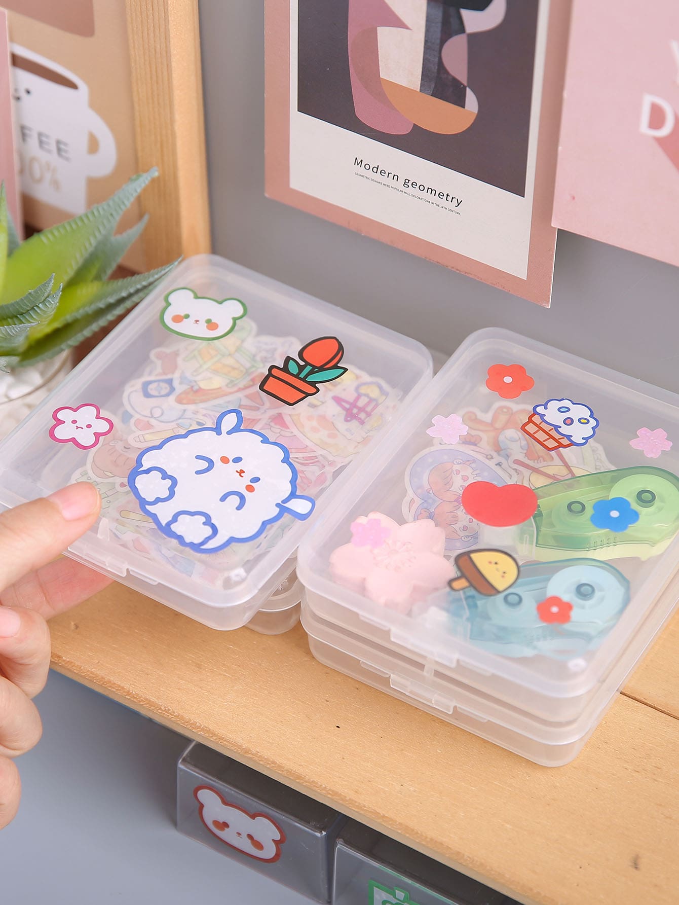 1pc Clear Stationery Storage Box