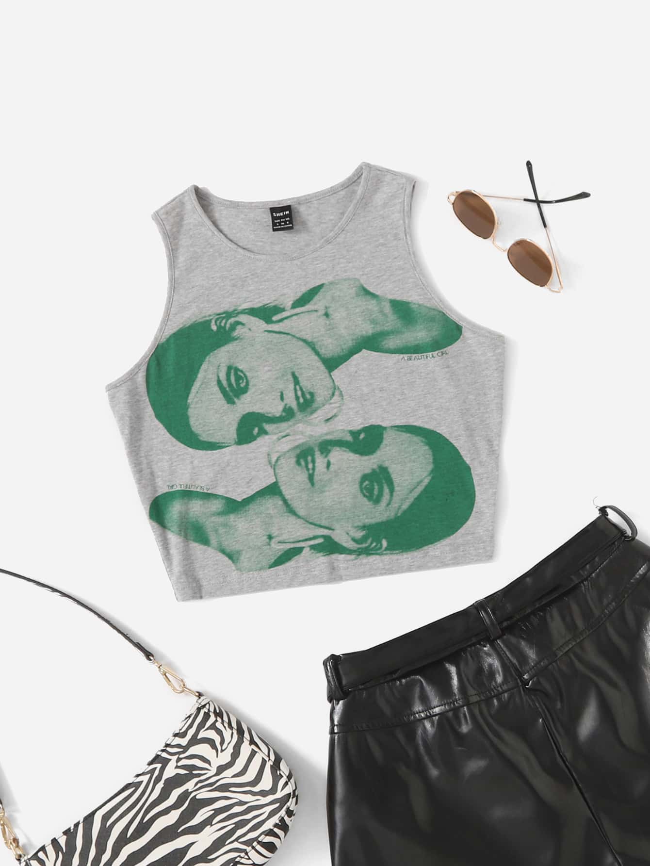 SHEIN ICON 90s Figure Graphic Crop Tank Top | SHEIN UK