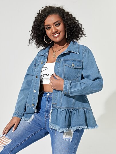 Plus Size Denim Jackets | Fashion Plus Size Denim Jackets | SHEIN USA