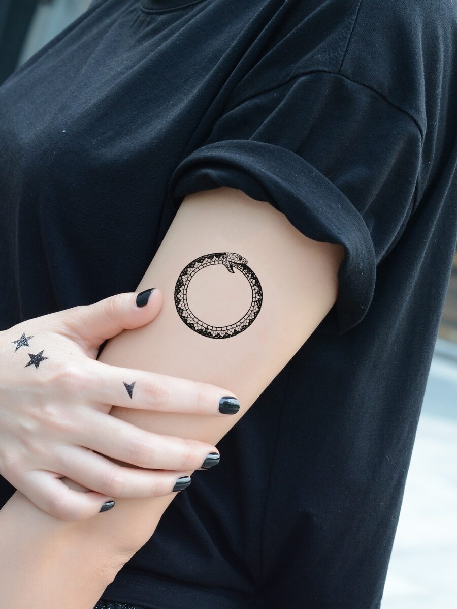 Snake & Floral Pattern Tattoo Sticker | SHEIN UK