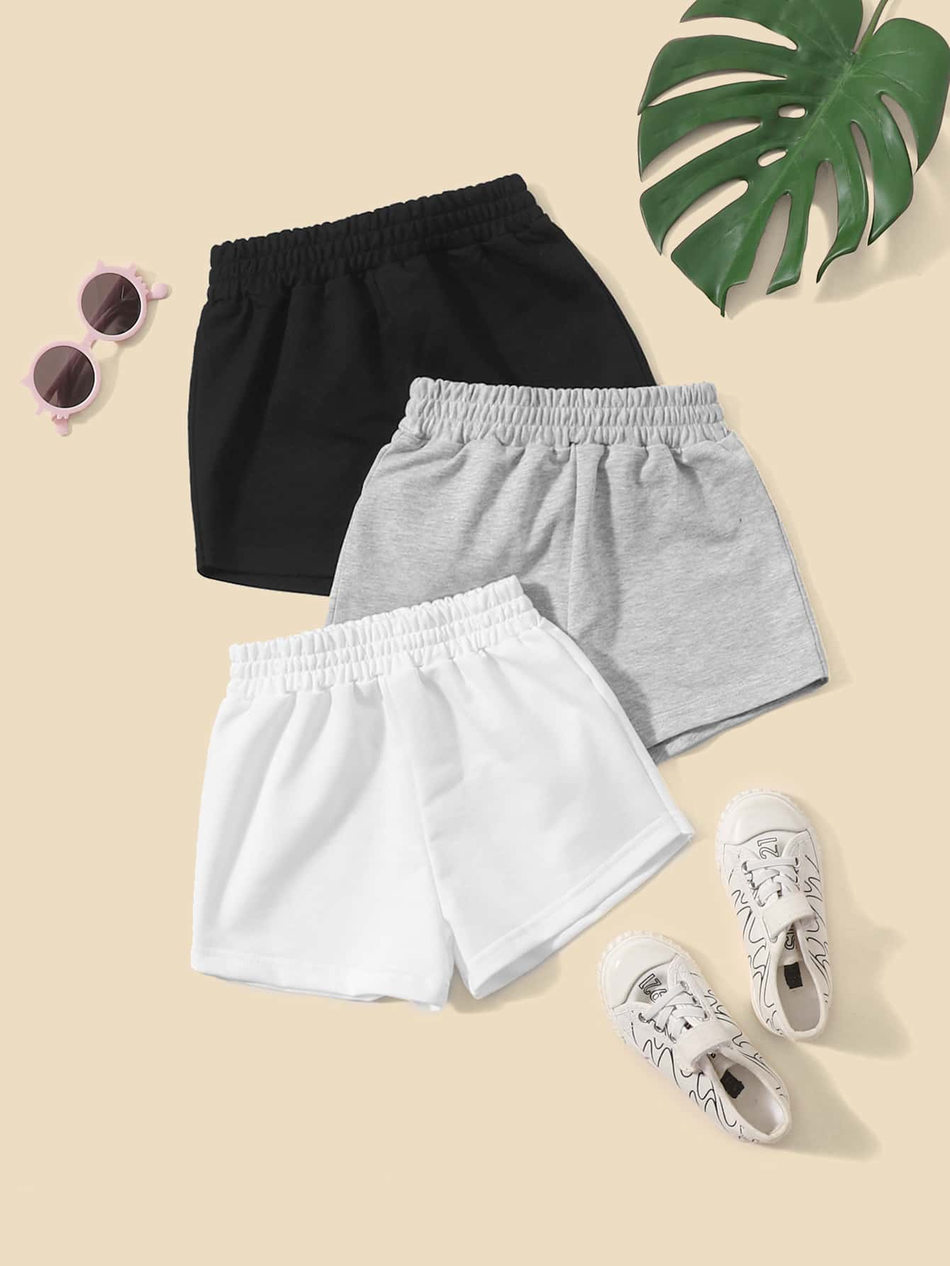 SHEIN Young Girl 3pcs Solid Shorts | SHEIN USA