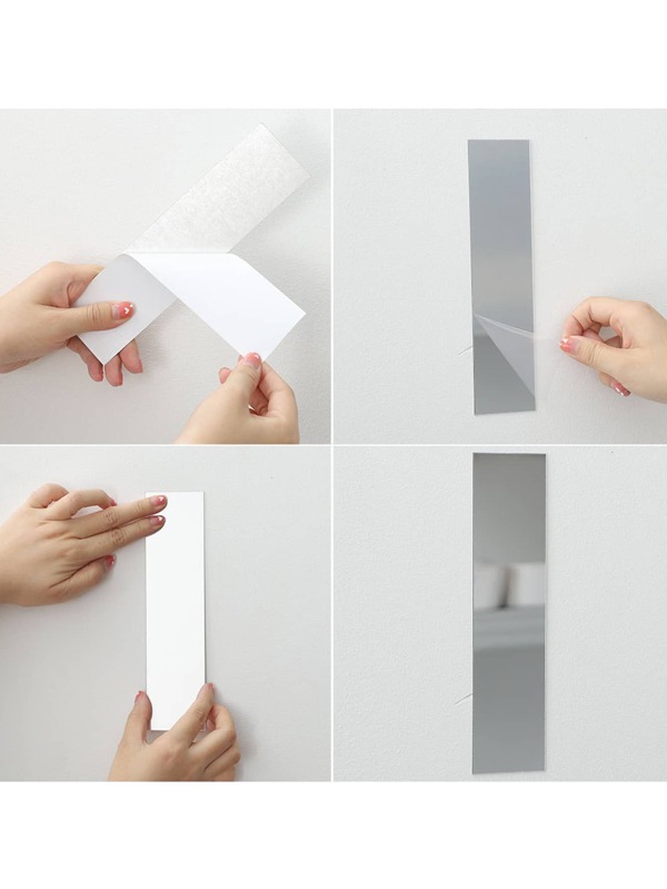 10pcs Rectangle Mirror Wall Sticker Set, PMMA Plain Wall Decoration ...