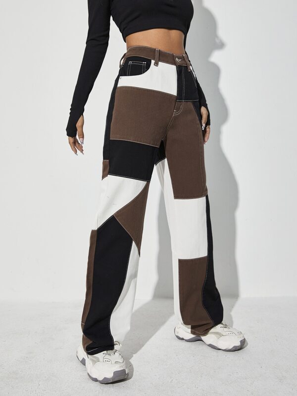 SHEIN ICON High Waist Cut And Sew Jeans | SHEIN USA