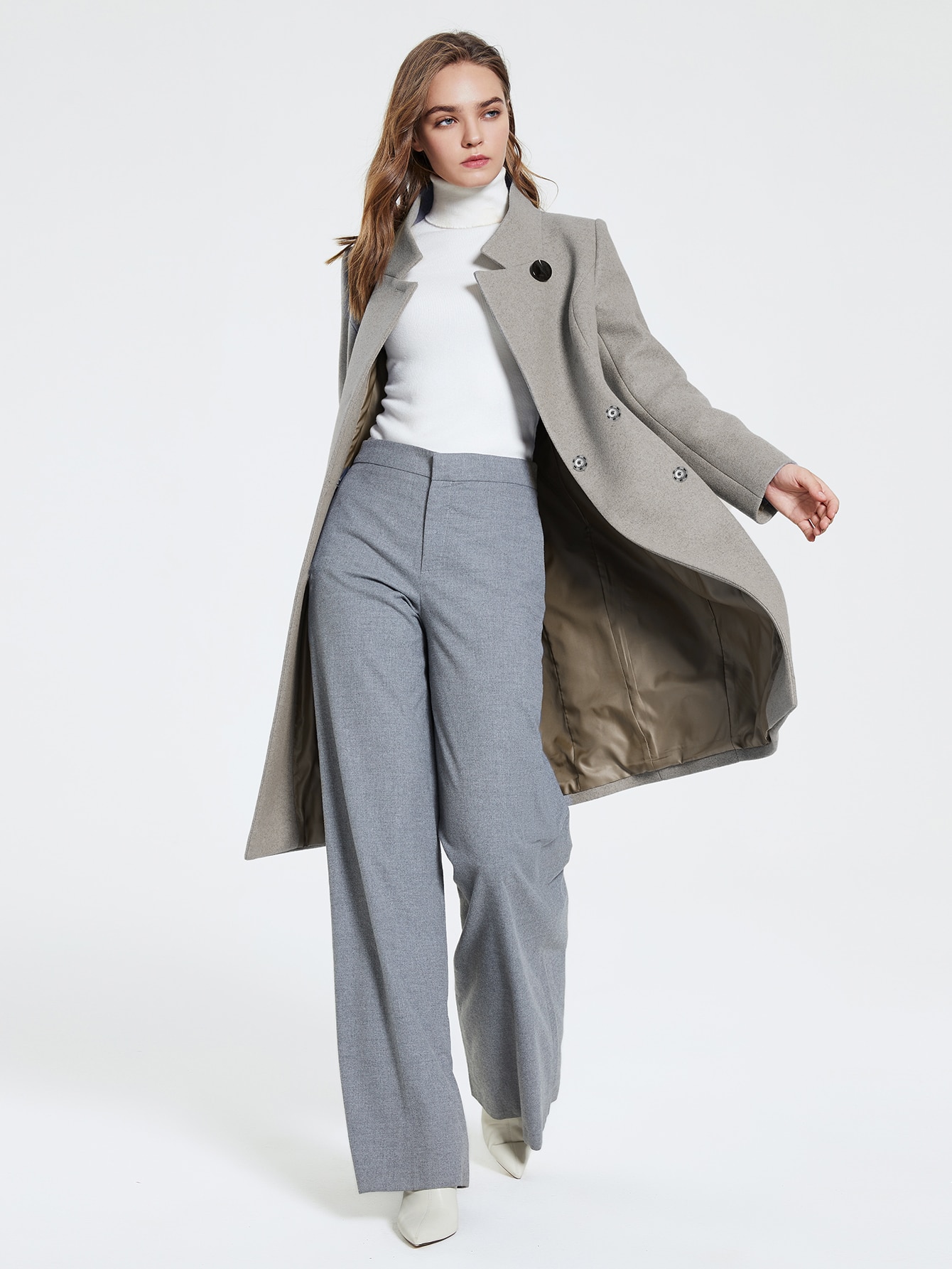 MIEGOFCE Hidden Button Stand Collar Overcoat | SHEIN USA