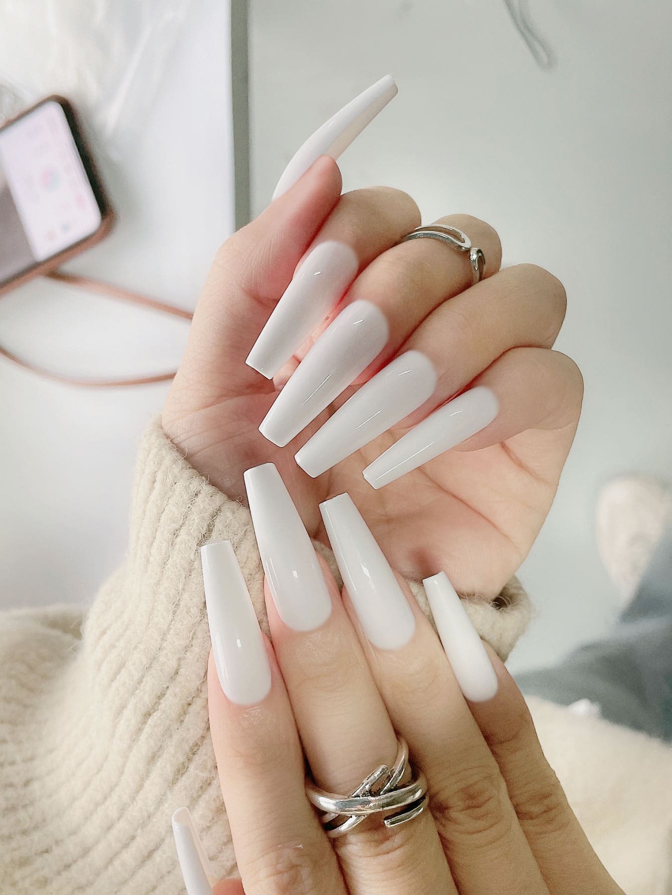 27pcs Plain Fake Nail Set