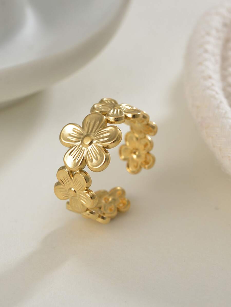 Flower Decor Cuff Ring | SHEIN USA