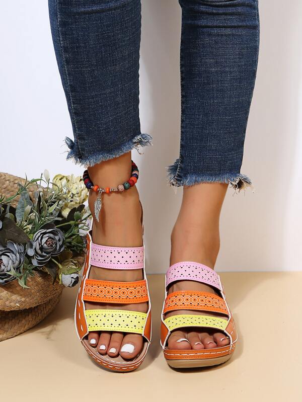 Colorblock Strappy Flatform Mules | SHEIN USA