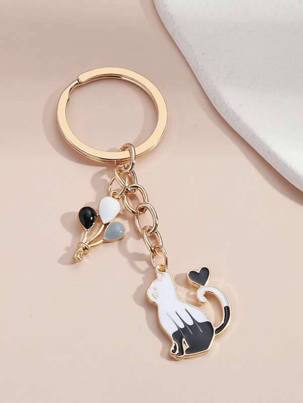 Balloon & Cat Charm Keychain | SHEIN USA