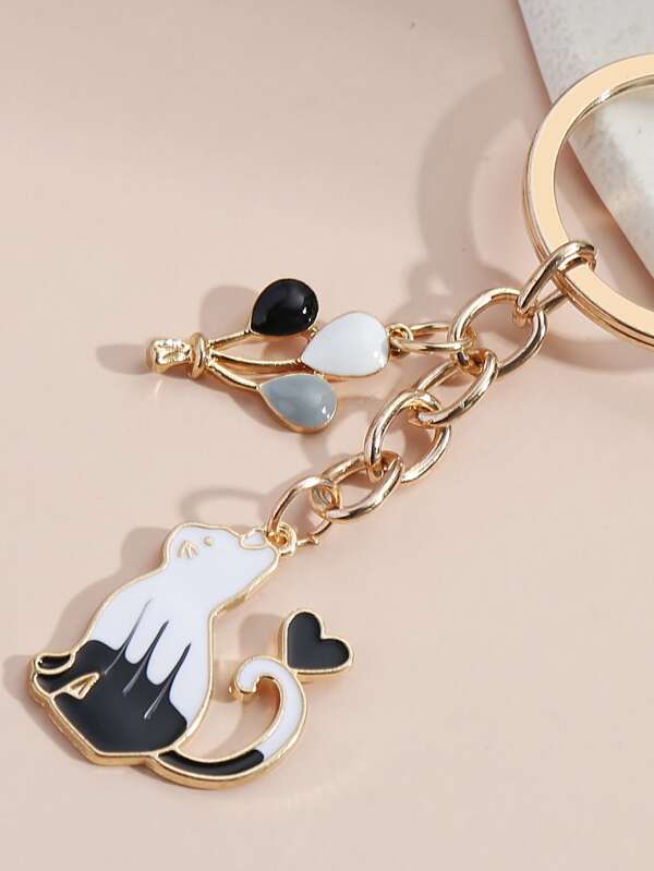 Balloon & Cat Charm Keychain | SHEIN USA