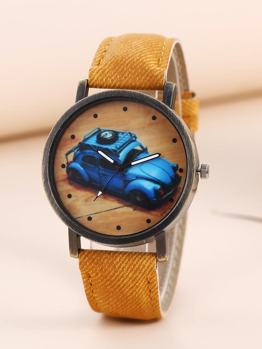 Car Dial Round Pointer Quartz Watch | SHEIN USA