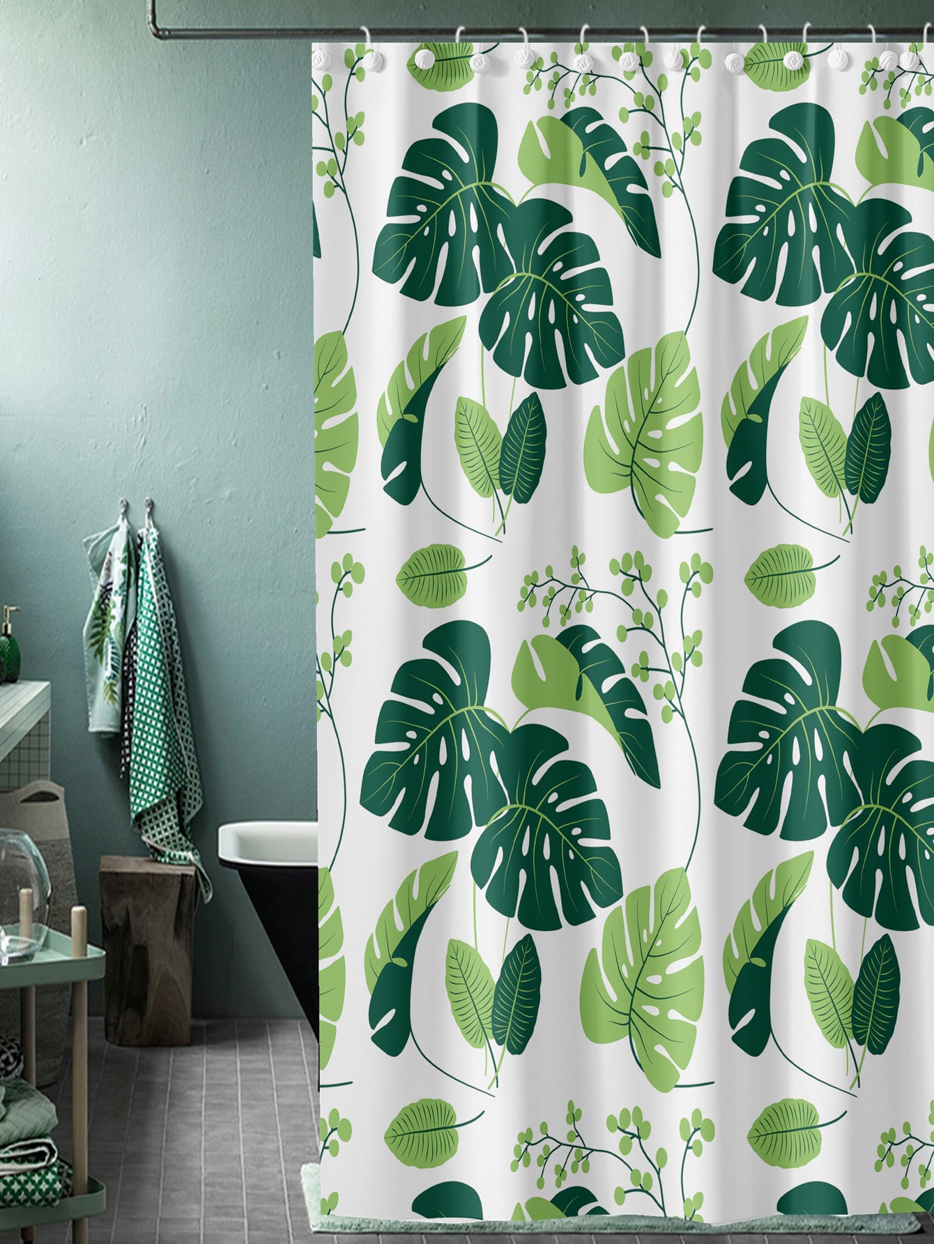 Leaf Pattern Shower Curtain