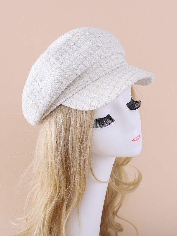 1pc Women's Fashionable Octagonal Cap With Houndstooth Check Pattern ...