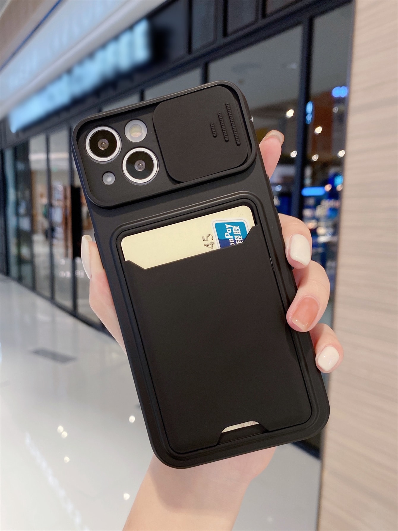 Slide Camera Cover Phone Case With Card Slot