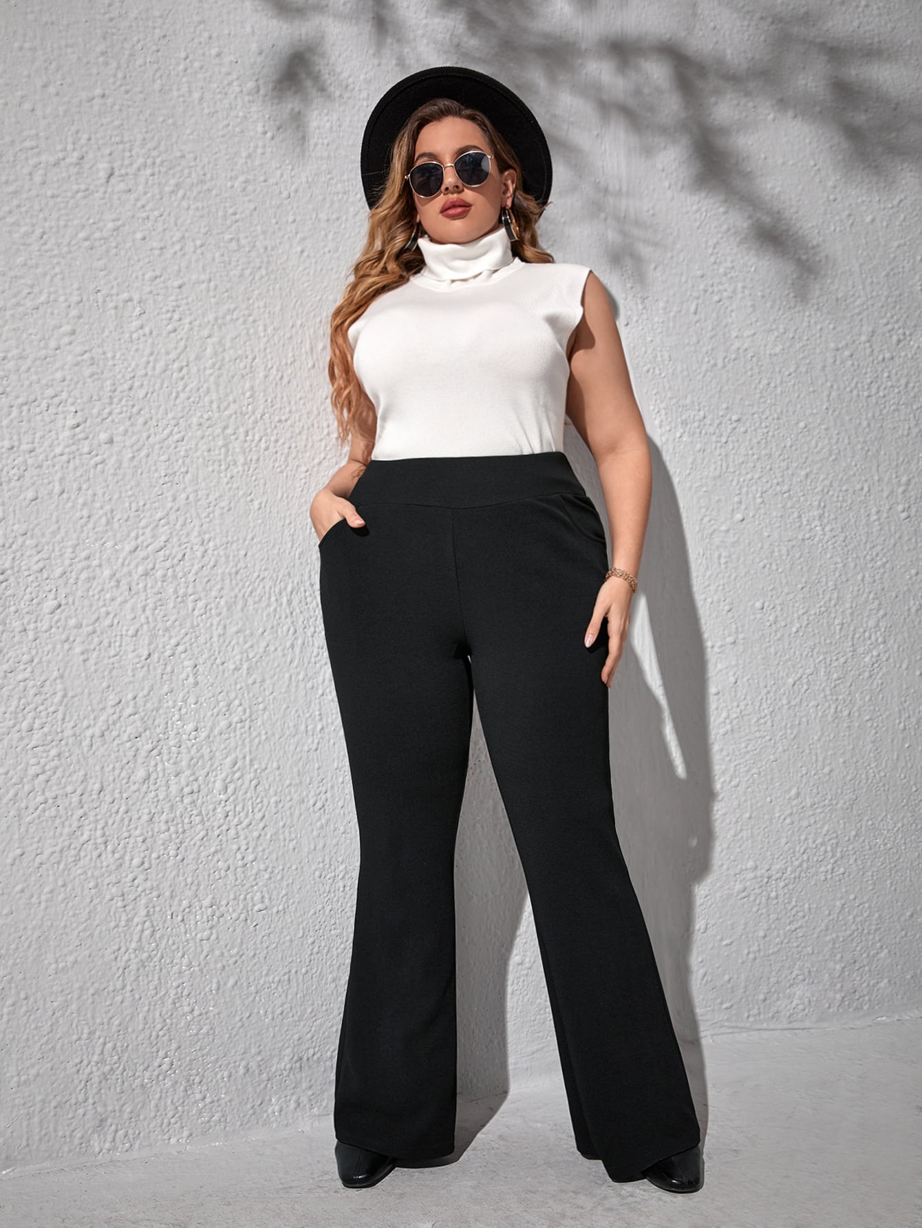 Shein Essnce Plus High Waist Flare Leg Pants Shein Usa