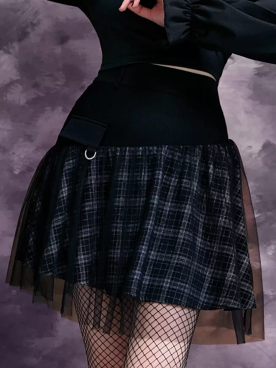 Rock mit Tartan Muster, transparentem Netz | aktuelle Trends, günstig ...