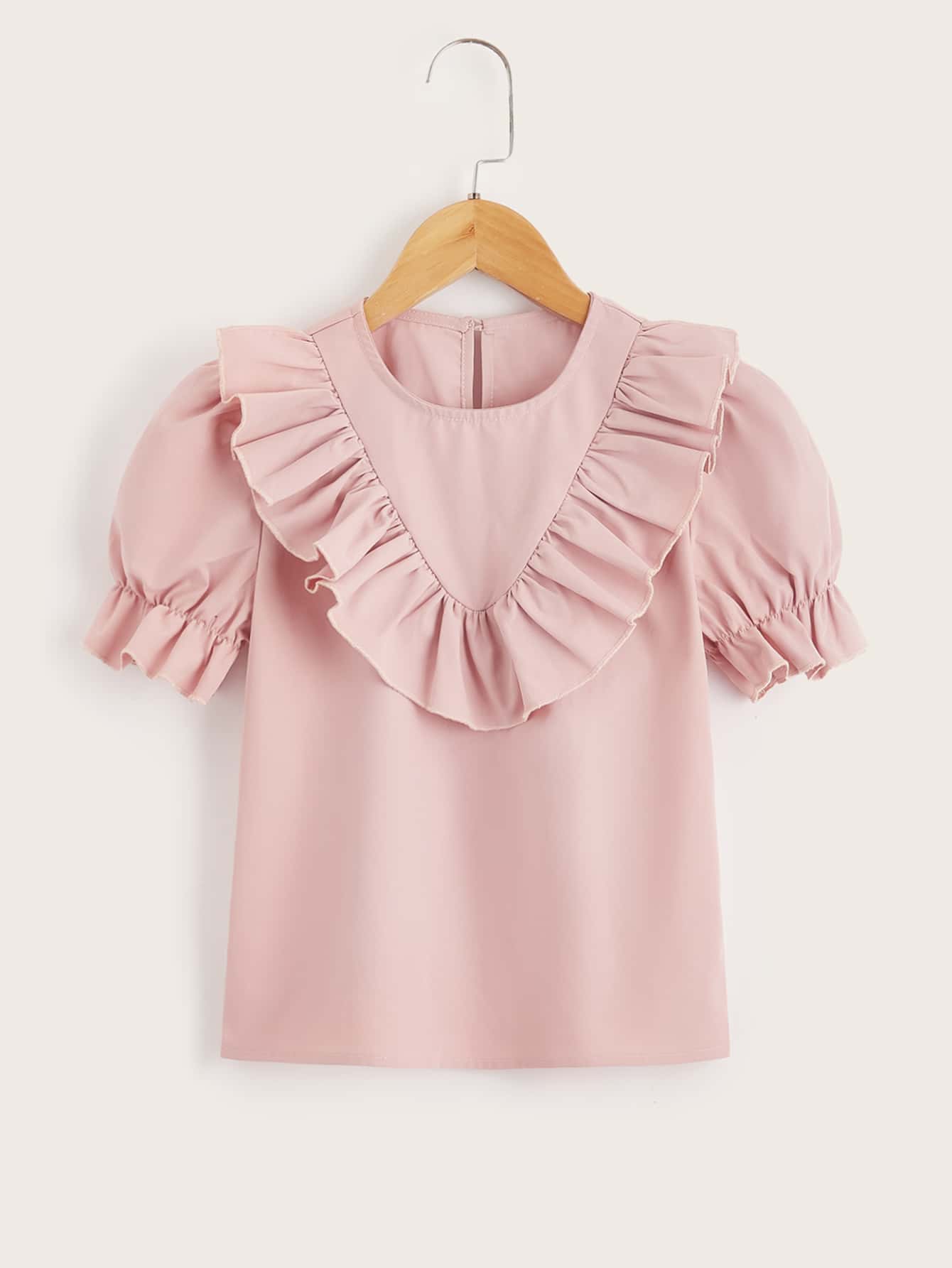 SHEIN Tween Girl Solid Ruffle Trim Top | SHEIN USA