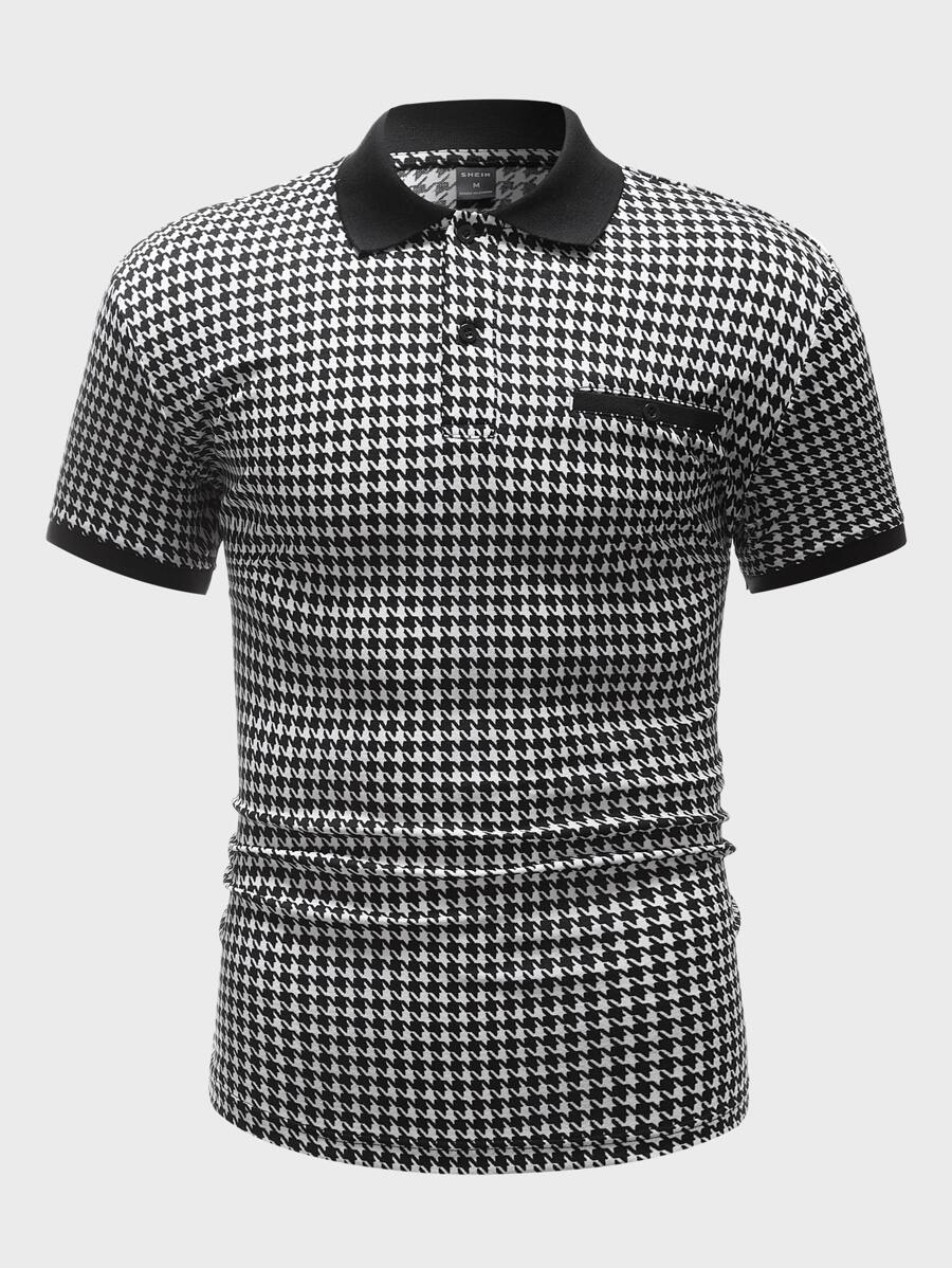 Manfinity ModaGents Men Houndstooth Print Polo Shirt | SHEIN USA
