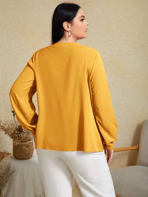 SHEIN Clasi Plus Solid Notch Neck Top | SHEIN USA