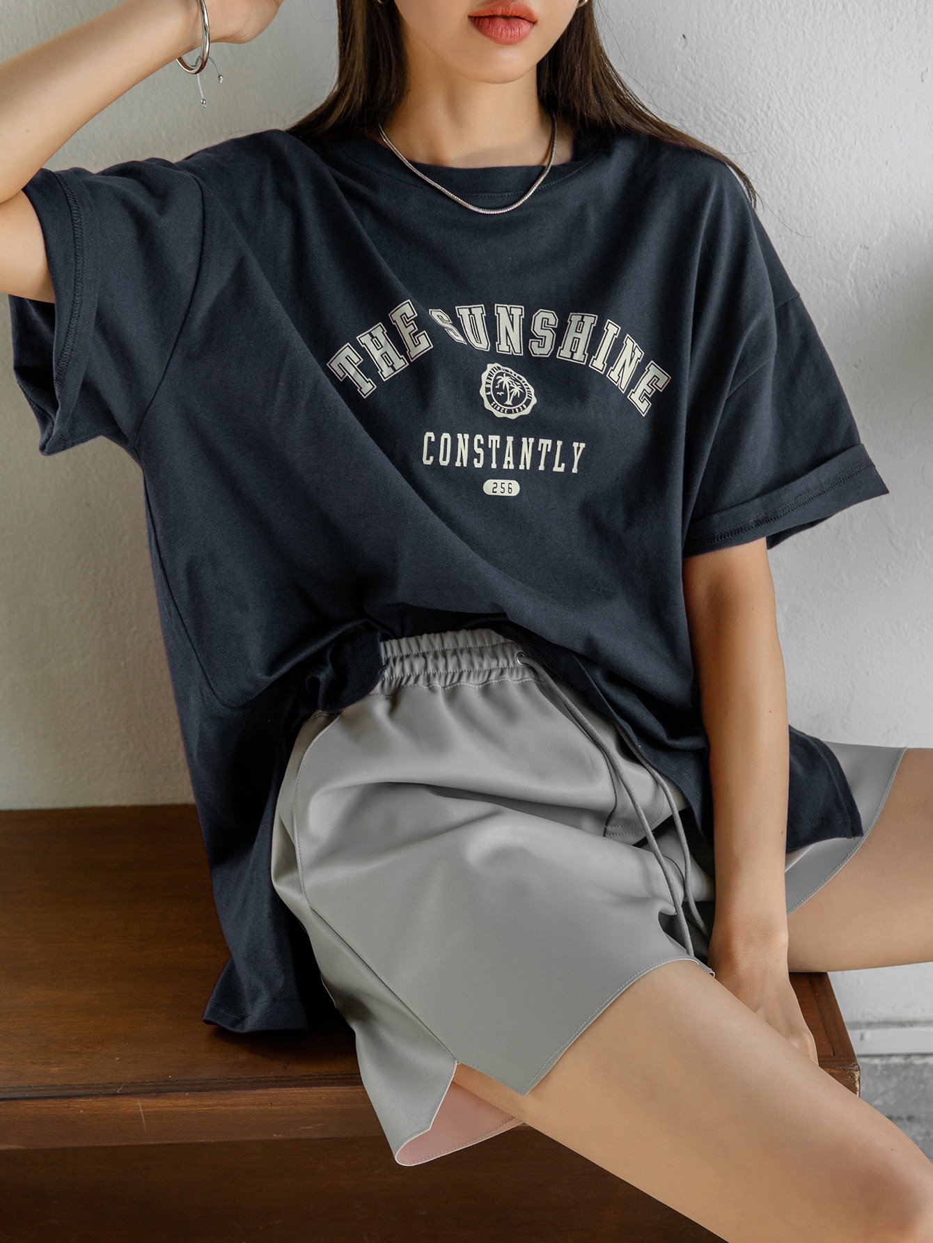 DAZY Letter Graphic Drop Shoulder Tee