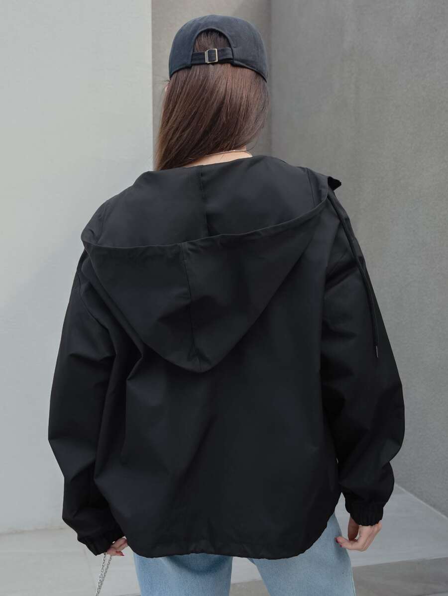 DAZY Drop Shoulder Drawstring Hooded Jacket | SHEIN USA