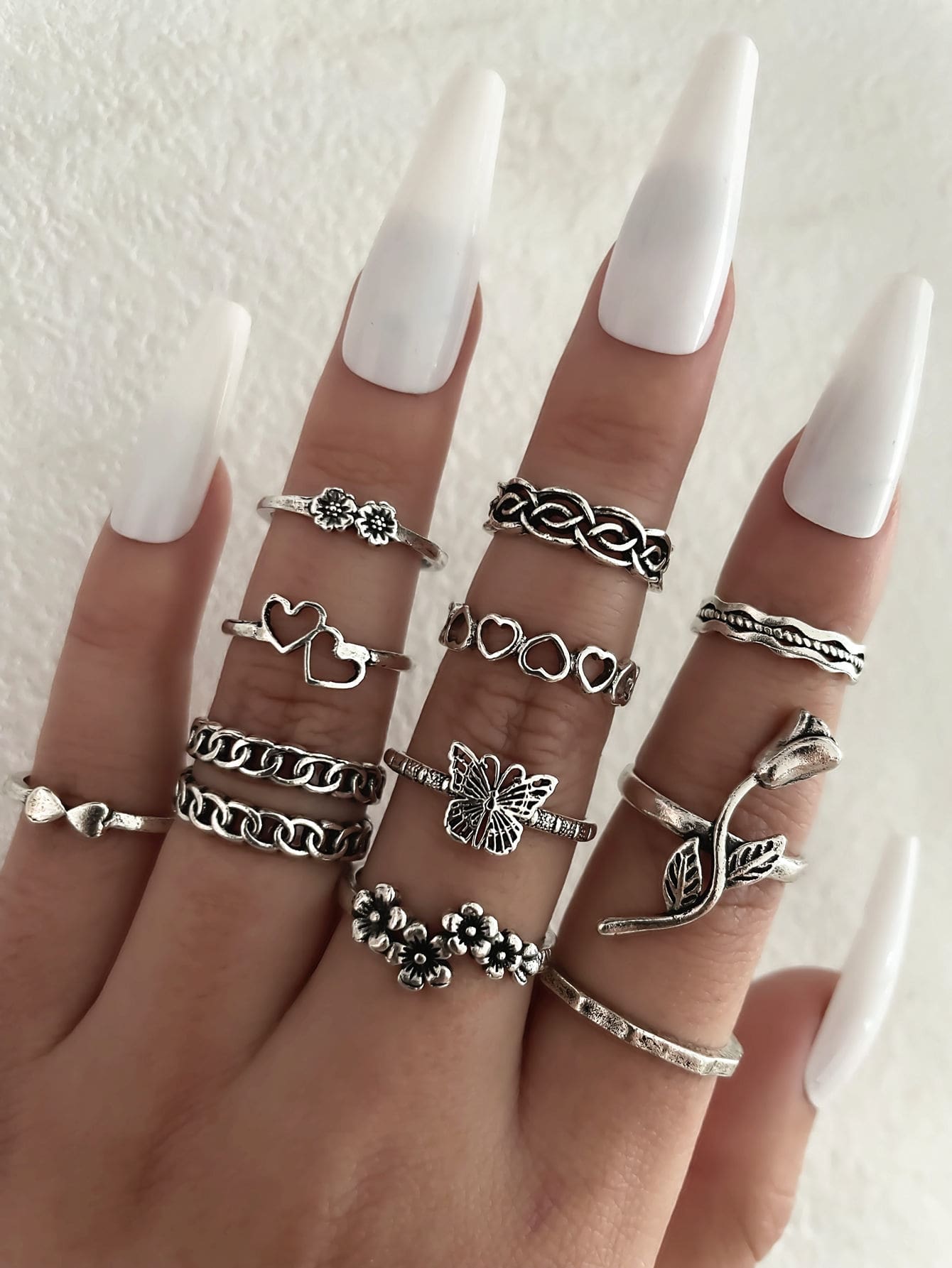 11pcs Flower Decor Ring