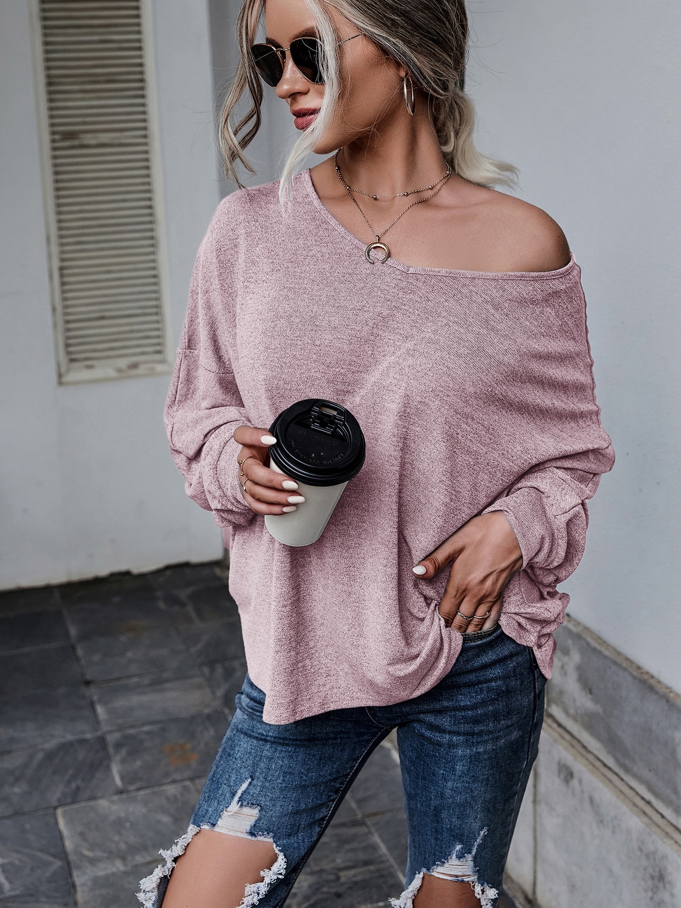 SHEIN LUNE Solid Tie Back Drop Shoulder Tee | SHEIN USA