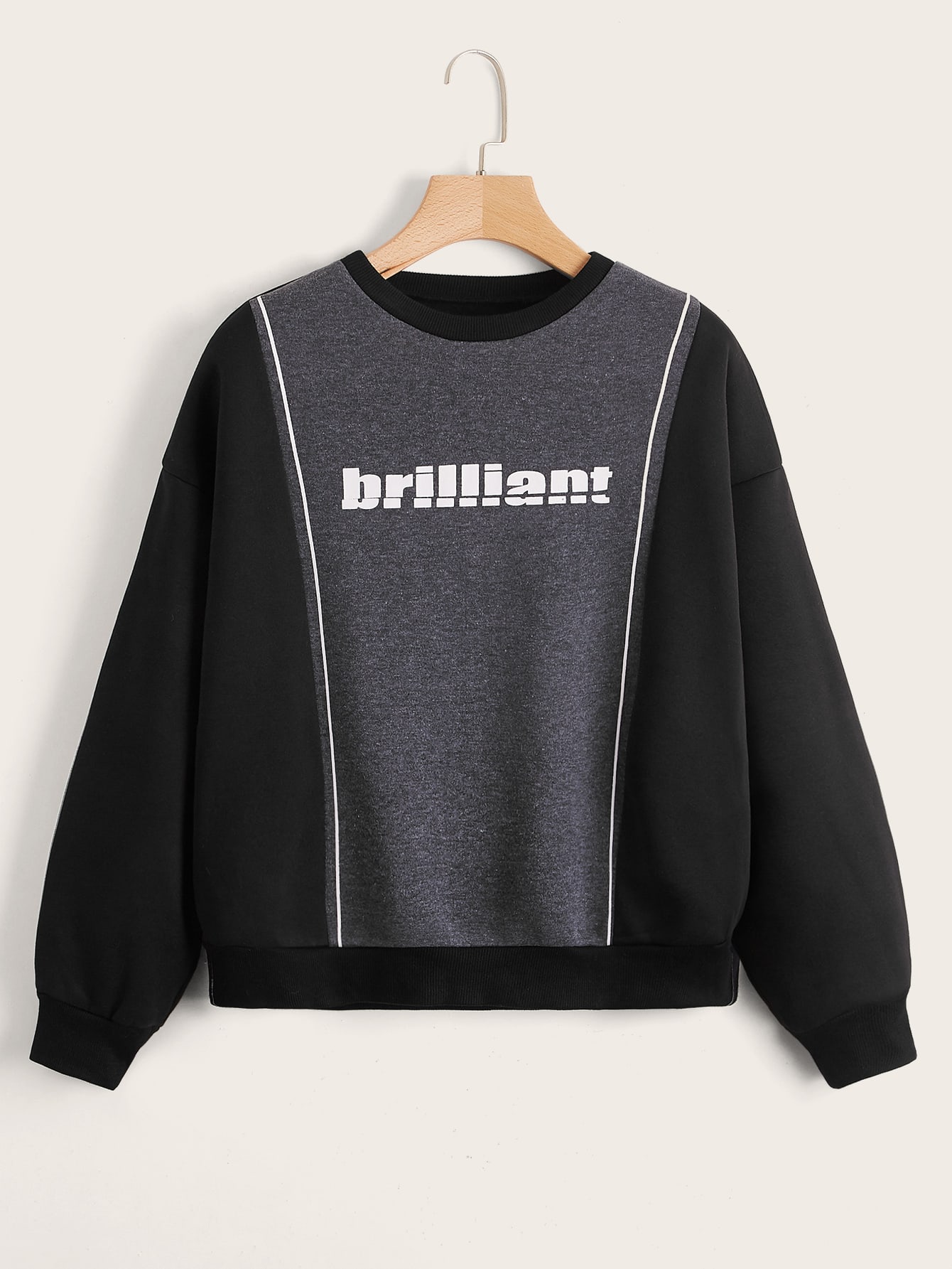 Letter Graphic Two Tone Sports Sweatshirt