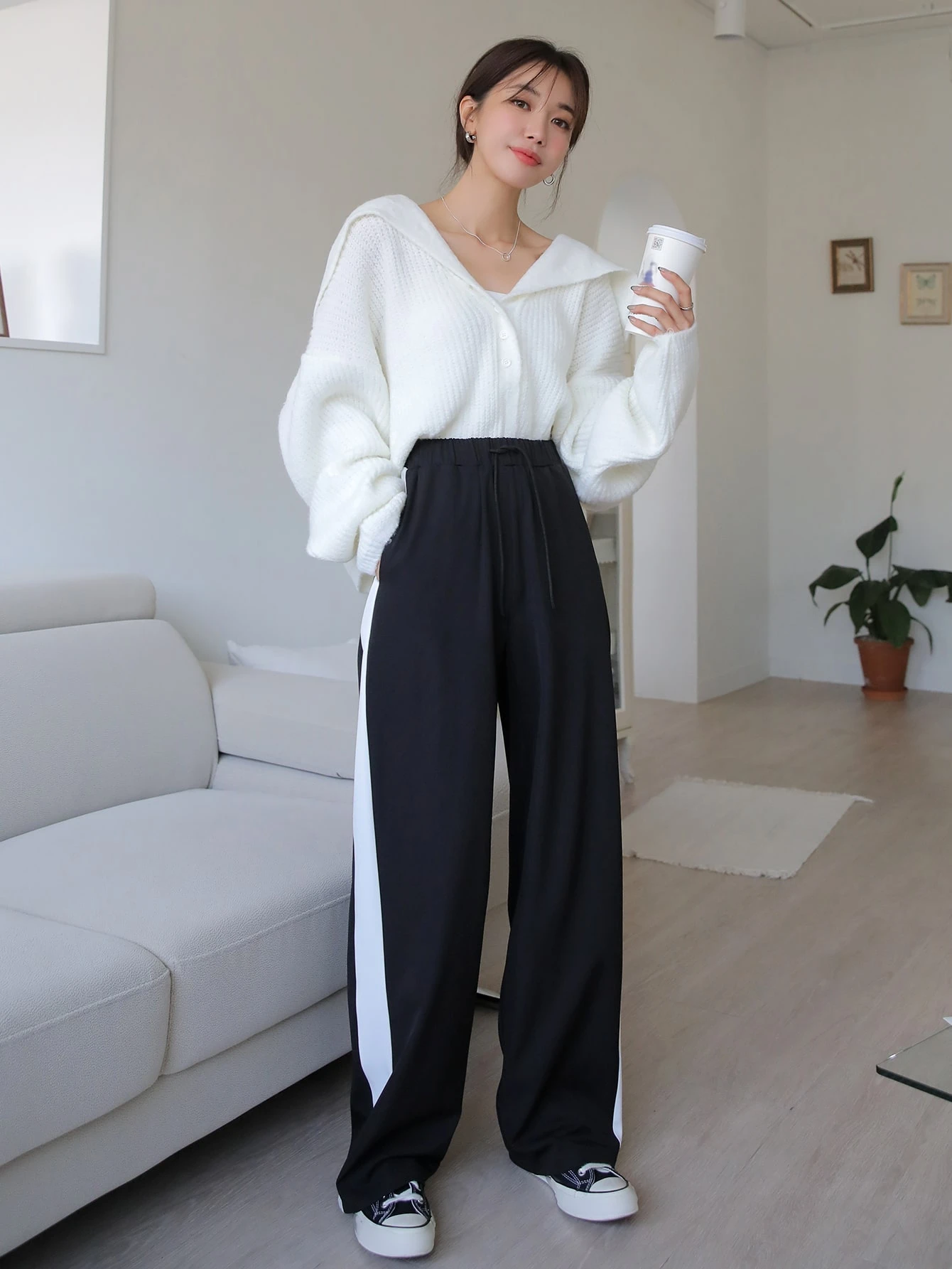 DAZY Pantalón Con Cordón En La Cintura Y Costuras Laterales ...