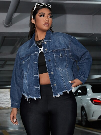 Plus Size Denim Jackets | Fashion Plus Size Denim Jackets | SHEIN USA
